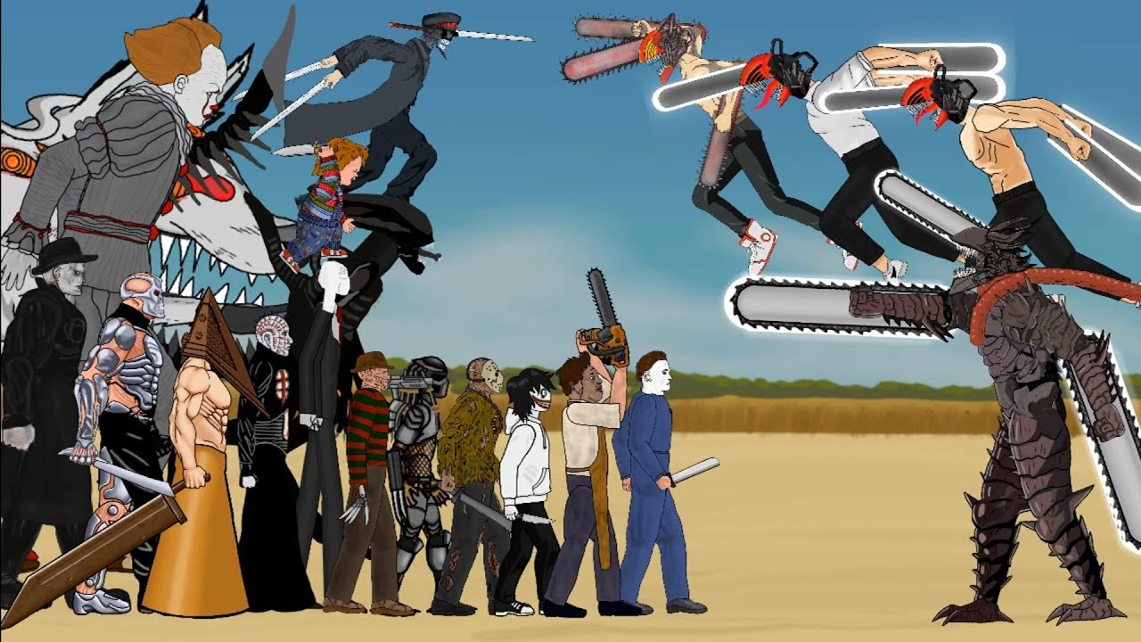 ALL CHAINSAW MAN Vs Michael, leatherface, Jeff, Jason, predator, Freddy ...