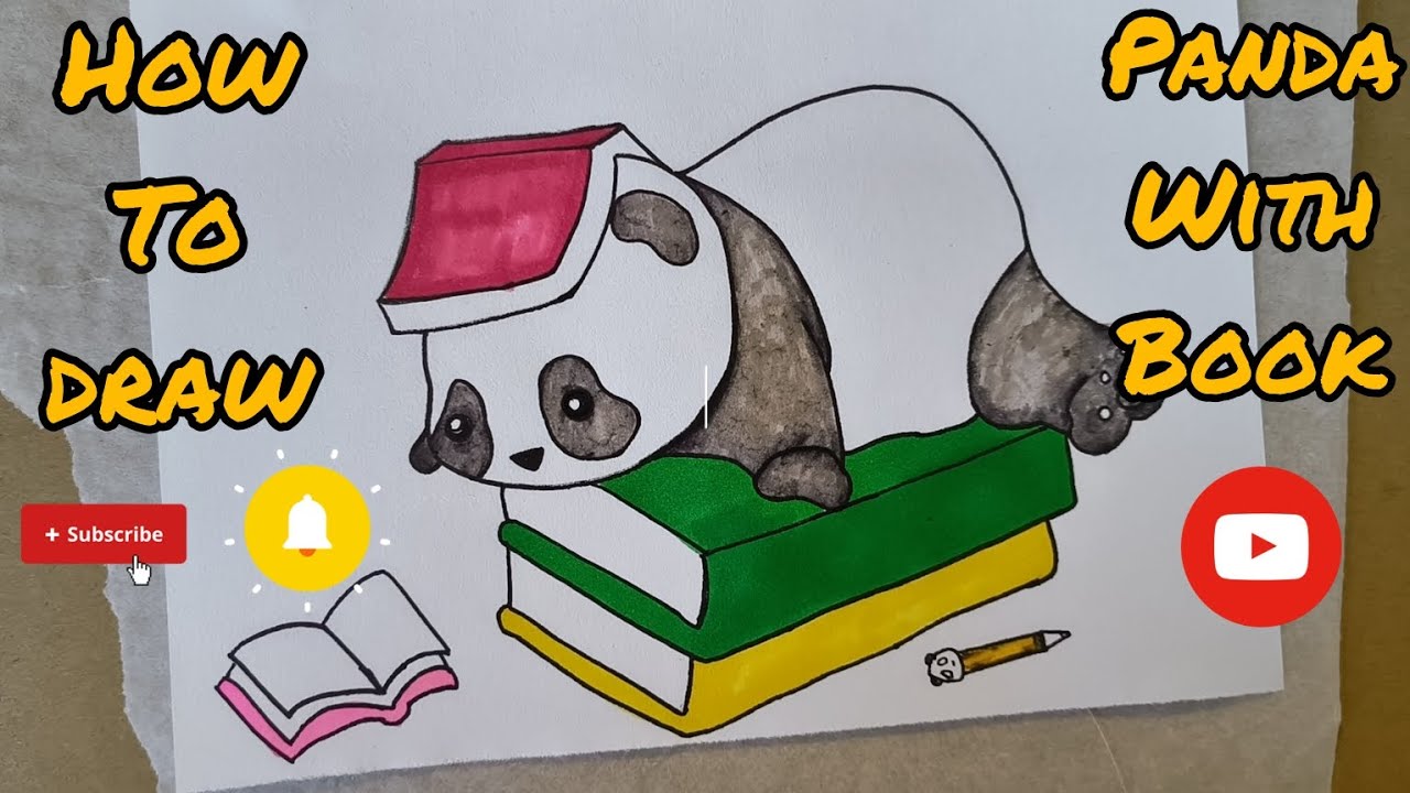 How to draw panda with book _ step by step for kids & Toddlers - Art ...