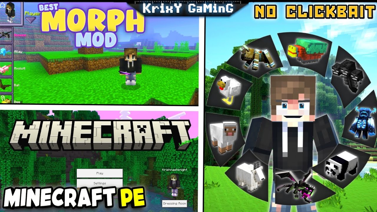 BEST MORPH MOD FOR MINECRAFT PE | SHAPESHIFTER MOD FOR MCPE | 2023 ...