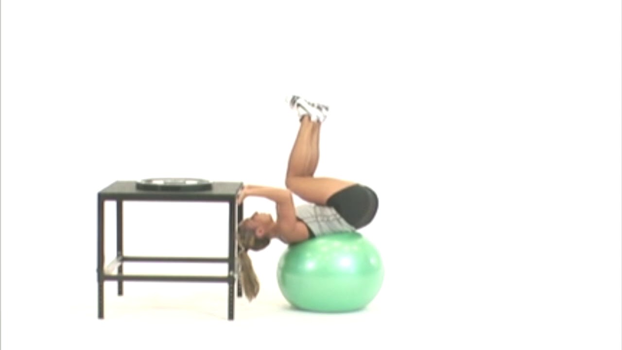 Reverse Crunch with Rotation on Ball - YouTube