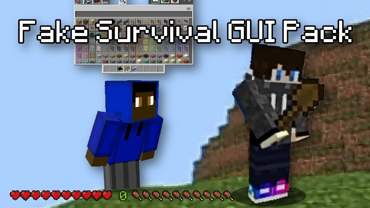Playing Minecraft with Fake Survival GUI Pack - YouTube