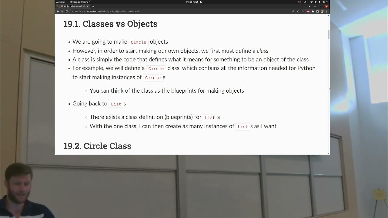 CSCI 161 --- October 28, 2022 - YouTube