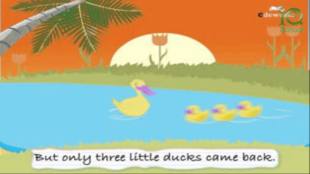 [MẦM NON QUỐC TẾ IQ] Edewcate english rhymes - Five Little Ducks went ...