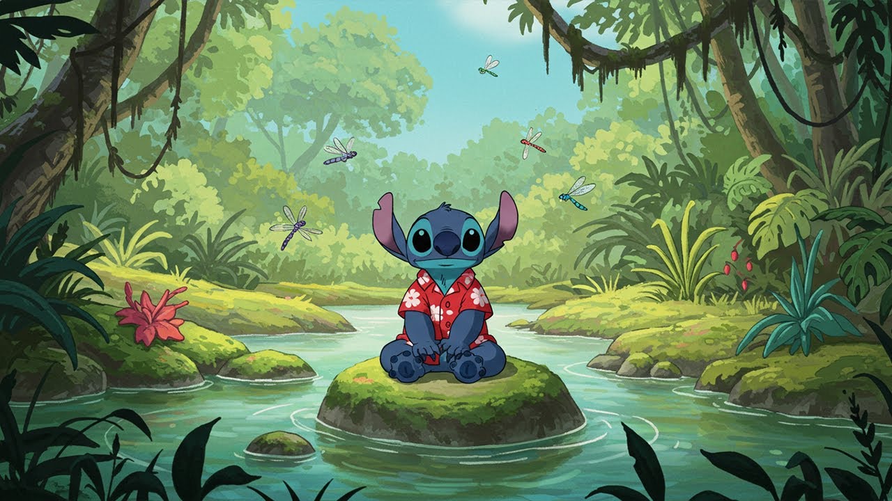 Stitch Jungle Serenity 🌿 Calm Lofi Beats to Study, Relax, and Drift ...