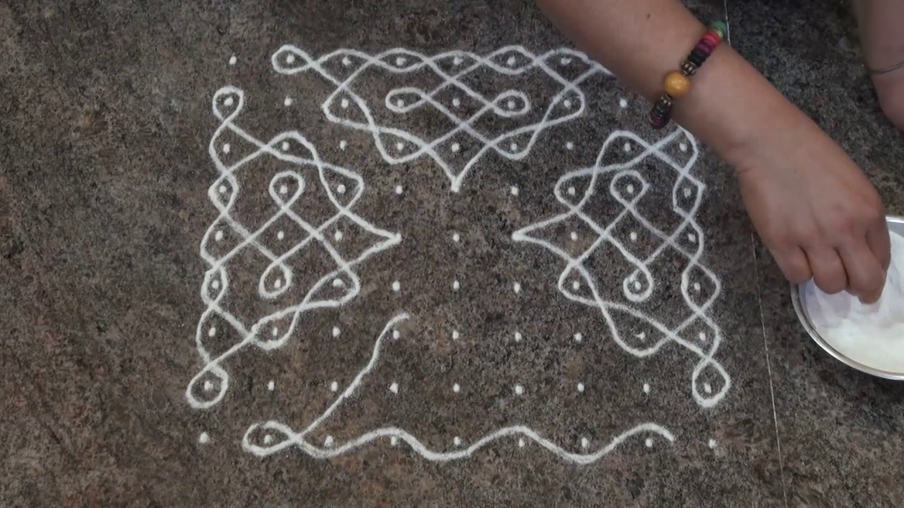 Simple And Easy Rangoli Design/ Easy Sikku (balli) rangoli with 9 dots ...
