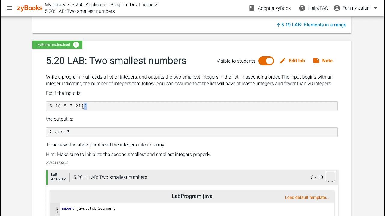 IS250 Lab 5 Arrays Zybooks - YouTube