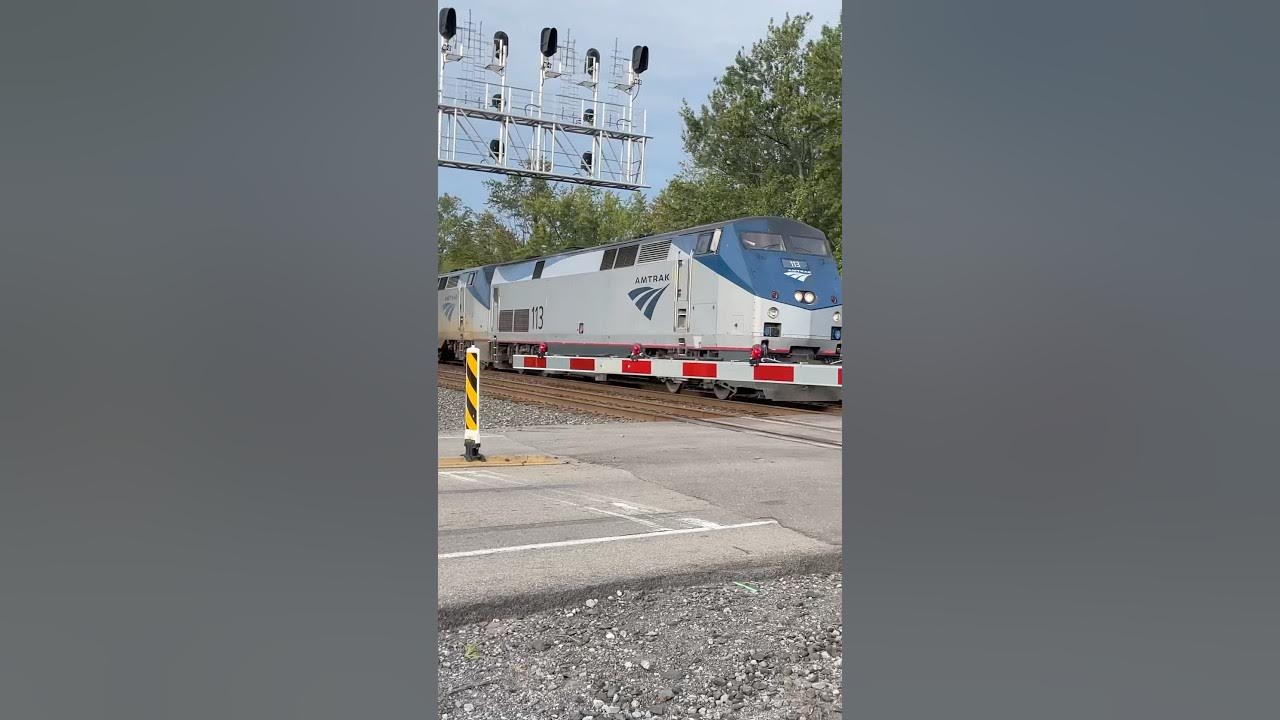 Amtrak 113 P42DC Leads Amtrak 48 With Nice Horn Salute At Bayview Road Blasdell NY 9/21/24 - YouTube