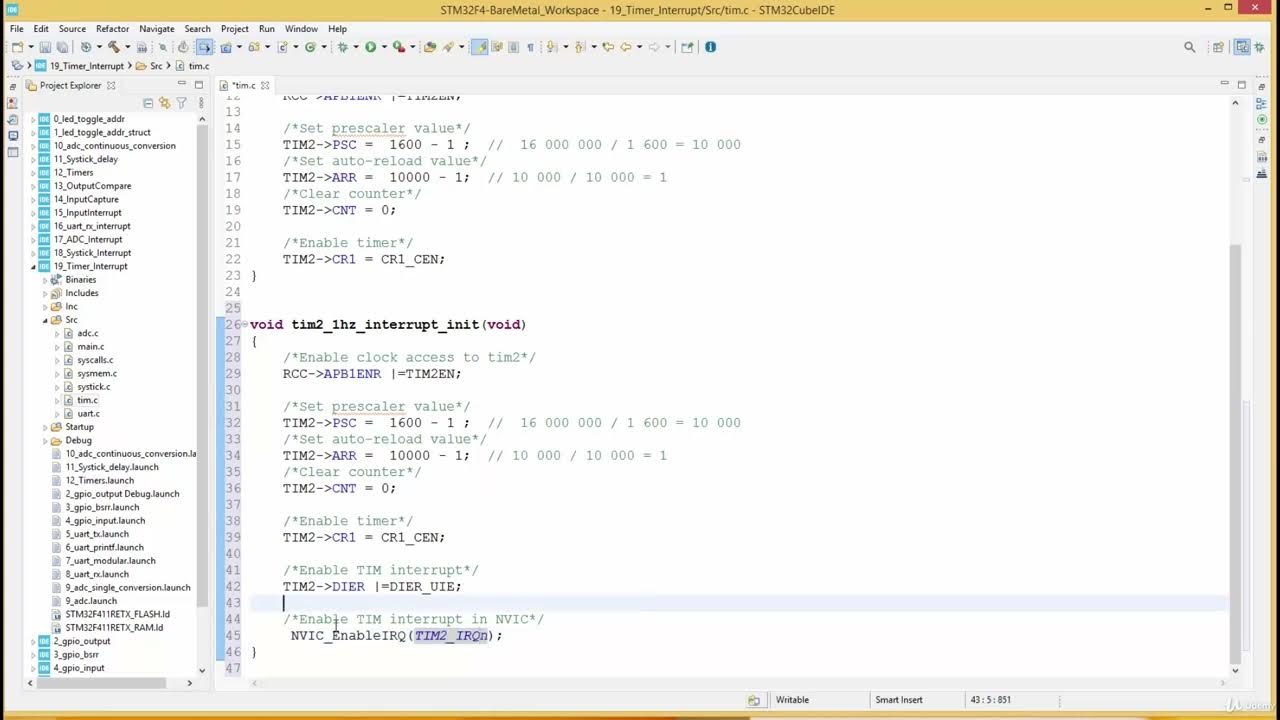 7. Interrupts - 007 Coding Developing the Timer Interrupt Driver - YouTube