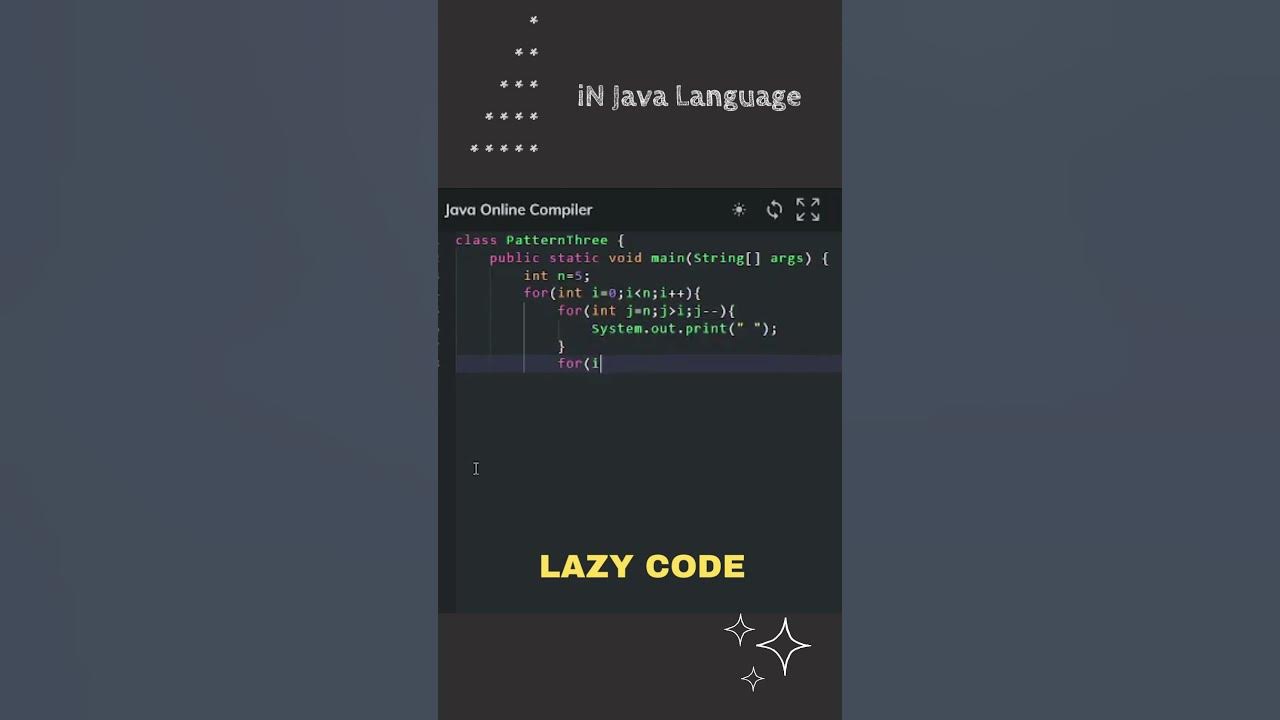 Star Pattern Program in Java #shorts #shortvideo #java ##placement # ...