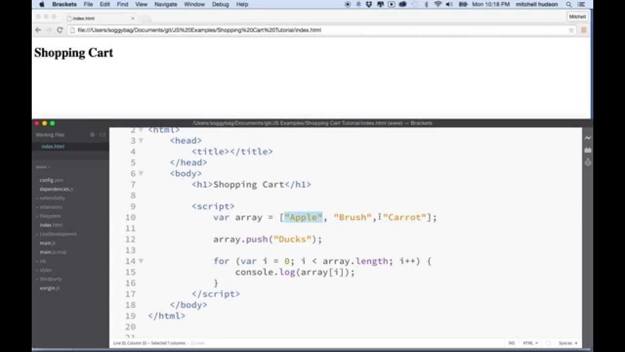 1 Shopping Cart Intro Array Basics - YouTube