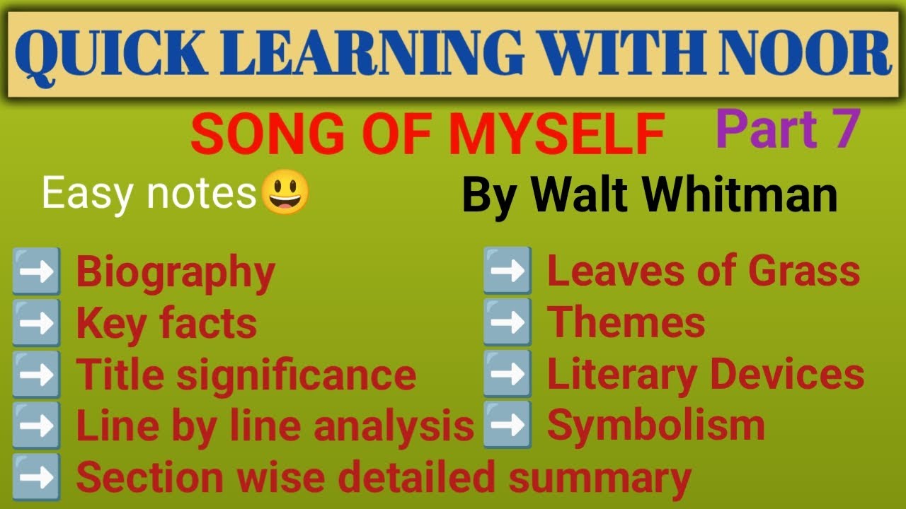 Song of Myself by Walt Whitman Section 6 line 101-130|Line by line ...