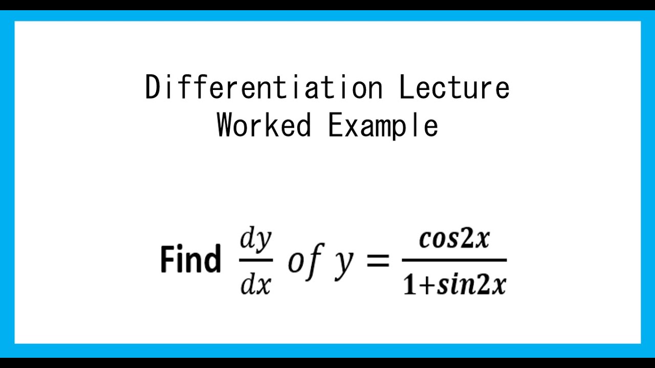 Differentiation: Quotient rule| Exple 6||Trig function#maths - YouTube