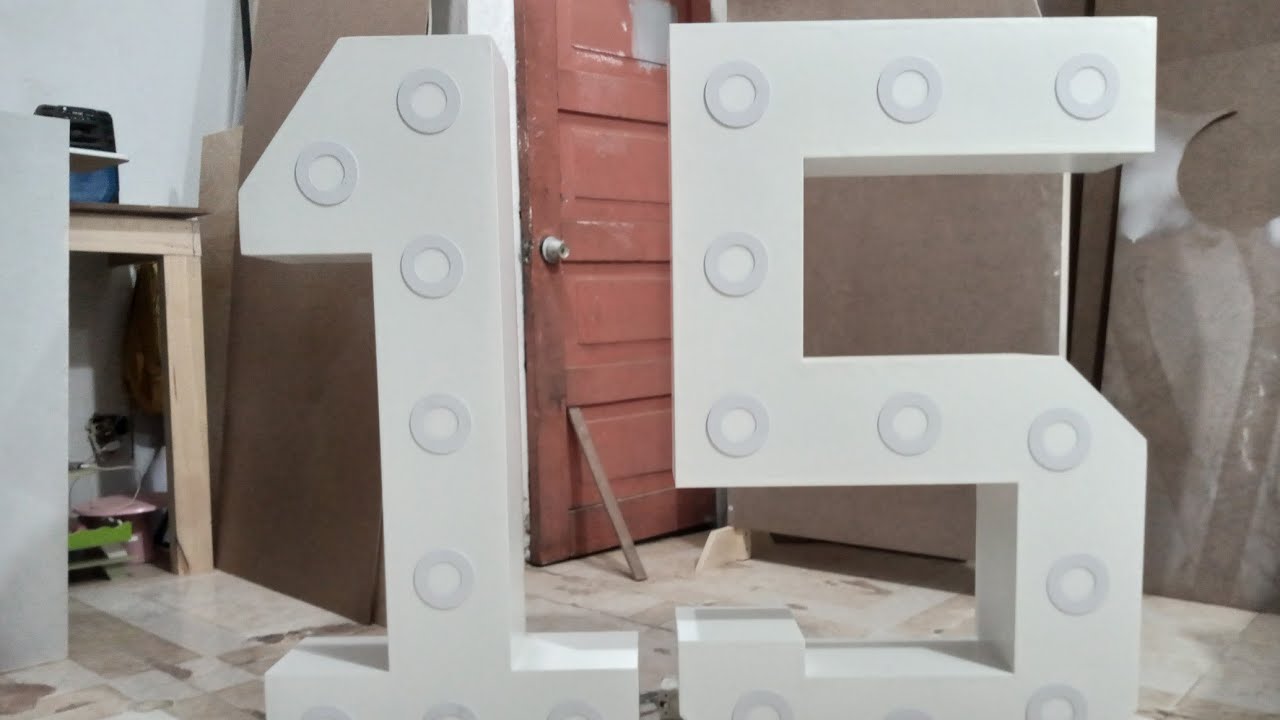 Número 15 de un metro, entamborado y con luces Led para decorar fiestas ...