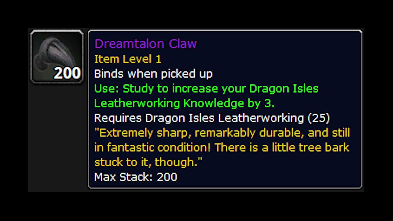 World Of Warcraft Dragonflight: Dreamtalon Claw 3 Leatherworking ...