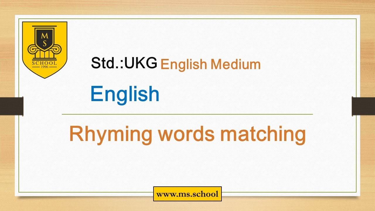 UKG ( English ) - rhyming words matching - YouTube