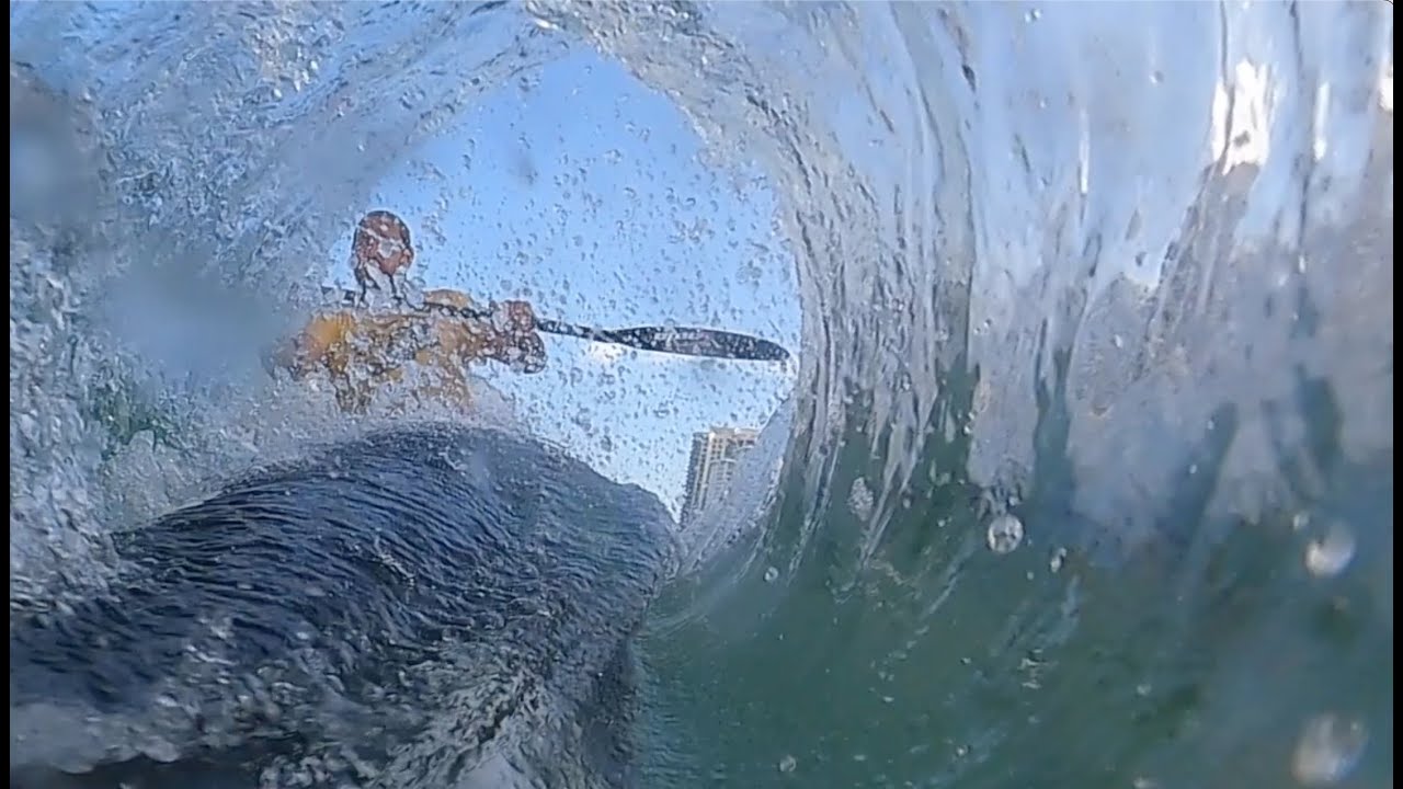 Surf Skiing shore break on an Epic V9. Wave riding Surfski (Surf Ski ...