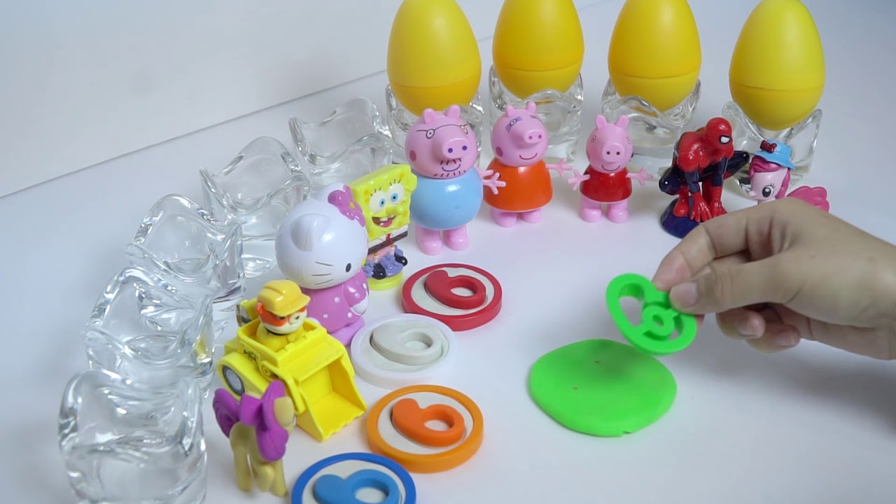 Peppa Pig Surprise Eggs Learn Number 6 Learn Colors Modelling Clay for ...
