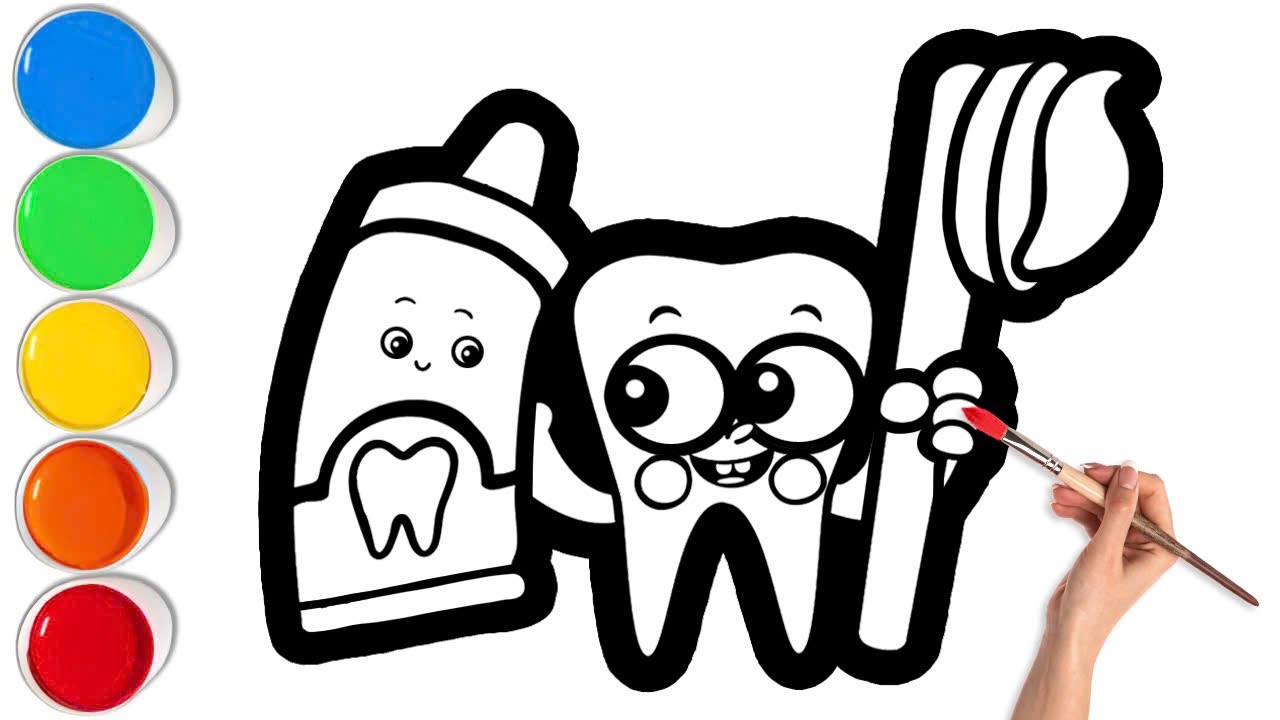 How To Draw a Cute Tooth, Toothbrush & Toothpaste | Easy Step By Step ...
