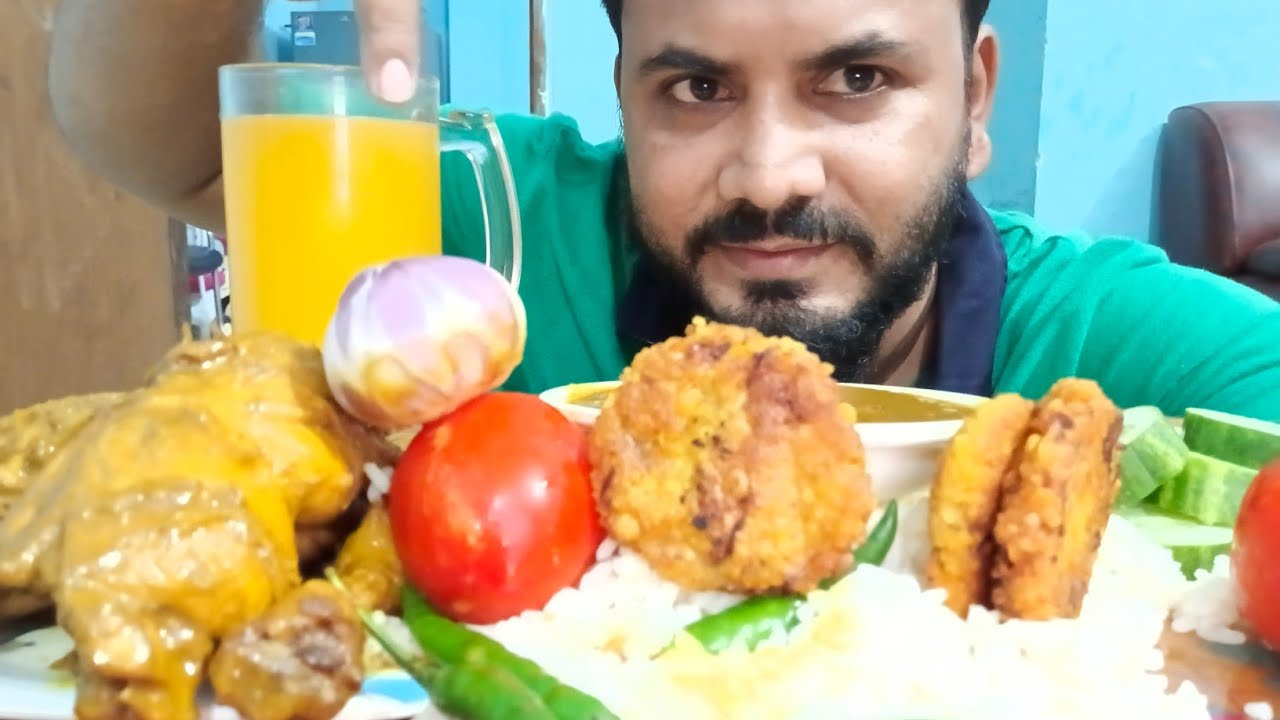 spicy 🔥 chicken 🐔 🍗 big leg piece and Brest piece Eating show from ...