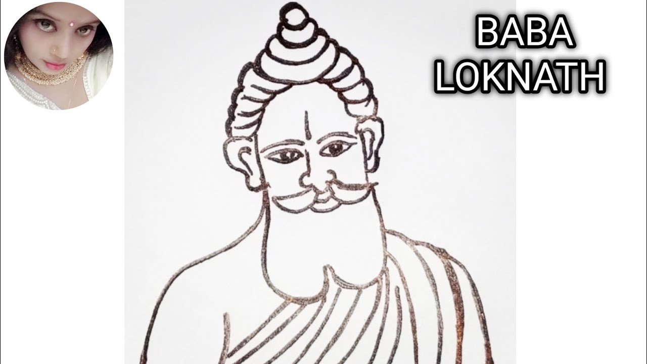 Very Easy Line Drawing Jai Baba Lokenath / Loknath Thakur lineart / How ...