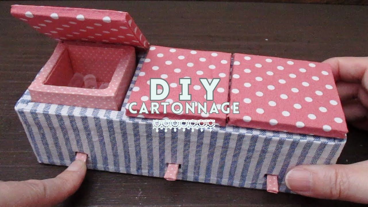 DIY / Press to open the lid / Cartonnage box from Recycled Cardboard ...
