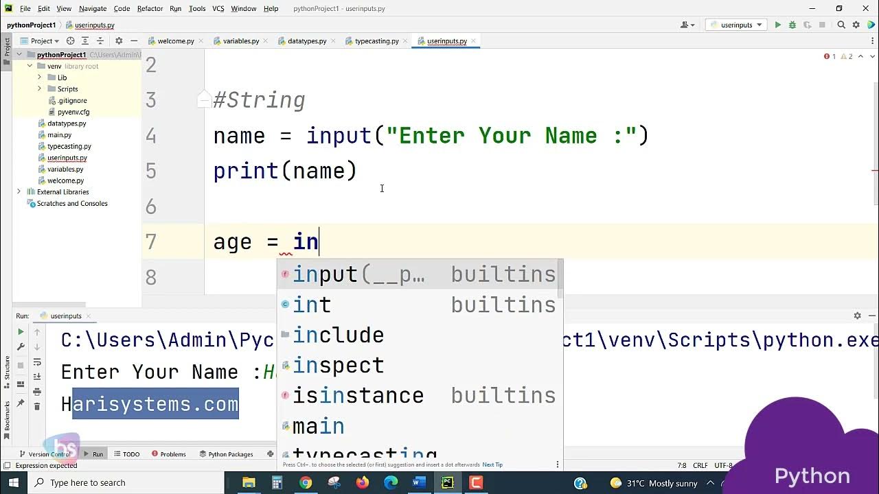3e User Inputs - YouTube