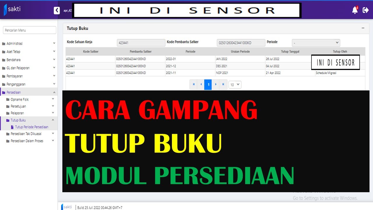 Aplikasi SAKTI Persediaan Part 20 : Tutup Periode Modul Persediaan - YouTube