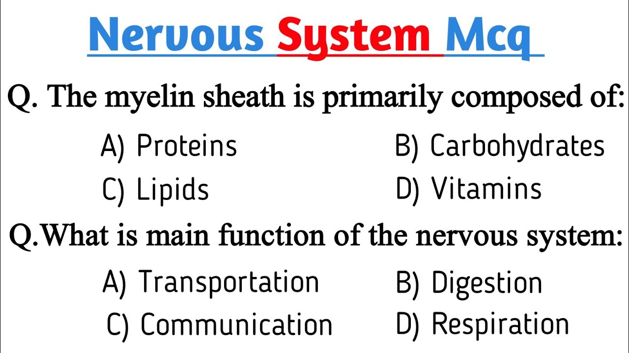 Nervous system mcq | Nervous system | Nervous system mcq questions ...