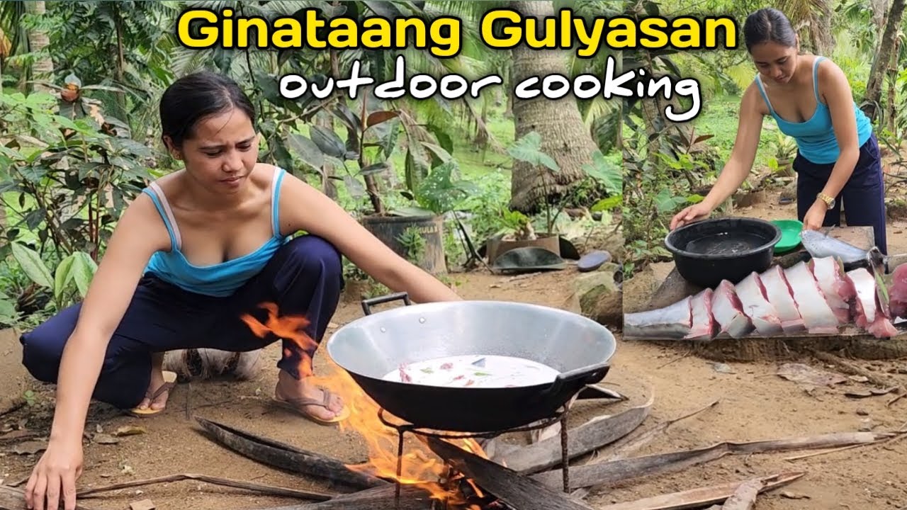 Outdoor cooking | Ginataang gulyasan native recipe ( tanglad,coconut ...