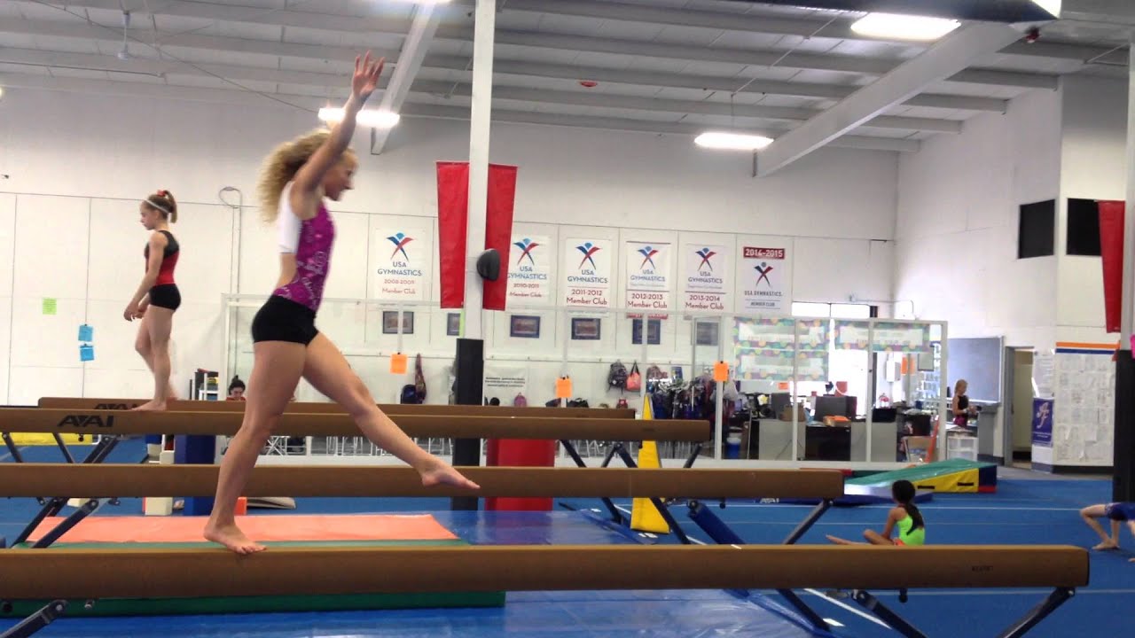 Gymnastics: Aerial on Beam Level 9 2015 - YouTube