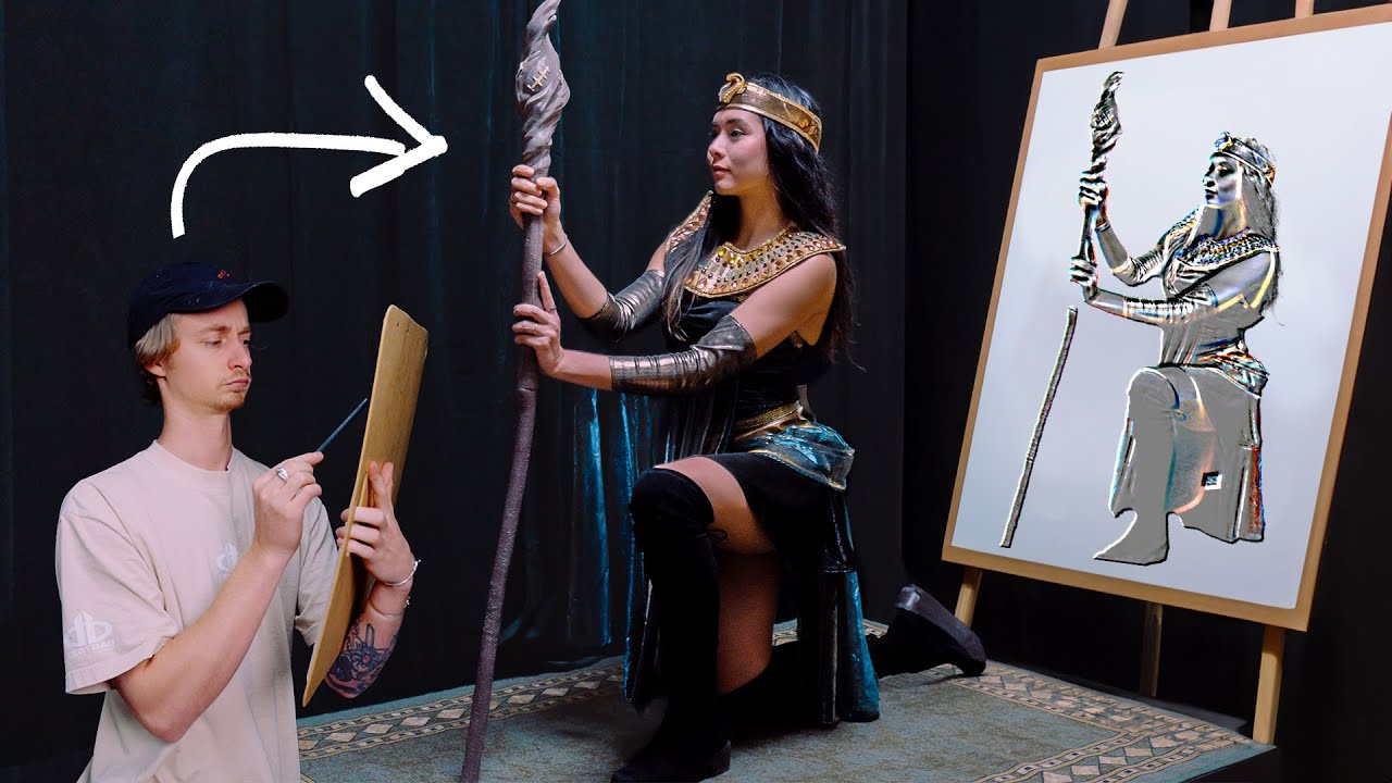 Drawing a Model Dressed as CLEOPATRA! - YouTube