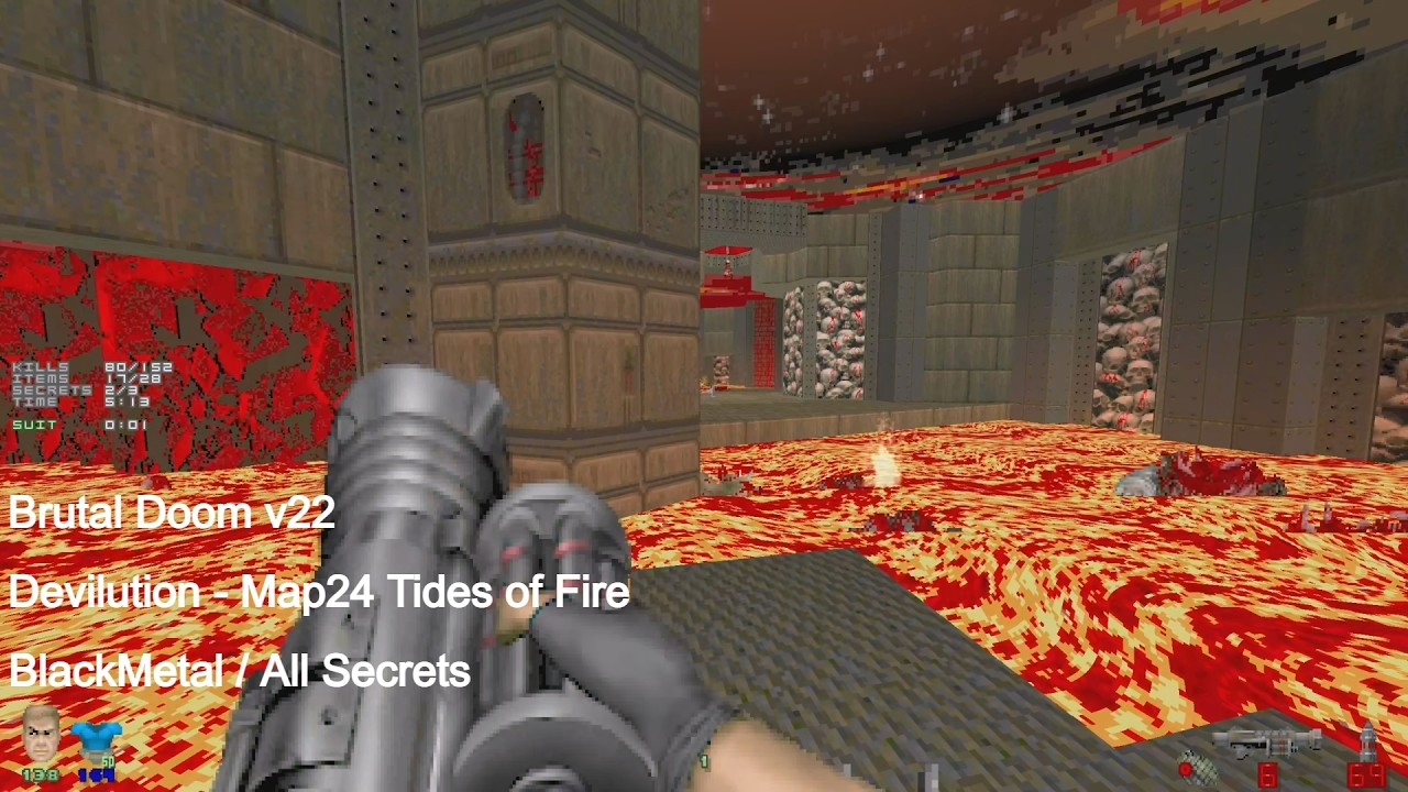 Brutal Doom v22 - Devilution Map24 Tides of Fire (All Secrets) - YouTube