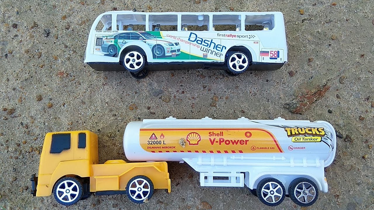 Truk Tangki Shell dan Mobil Bus Panjang | Merakit Mobil Mobilan - YouTube