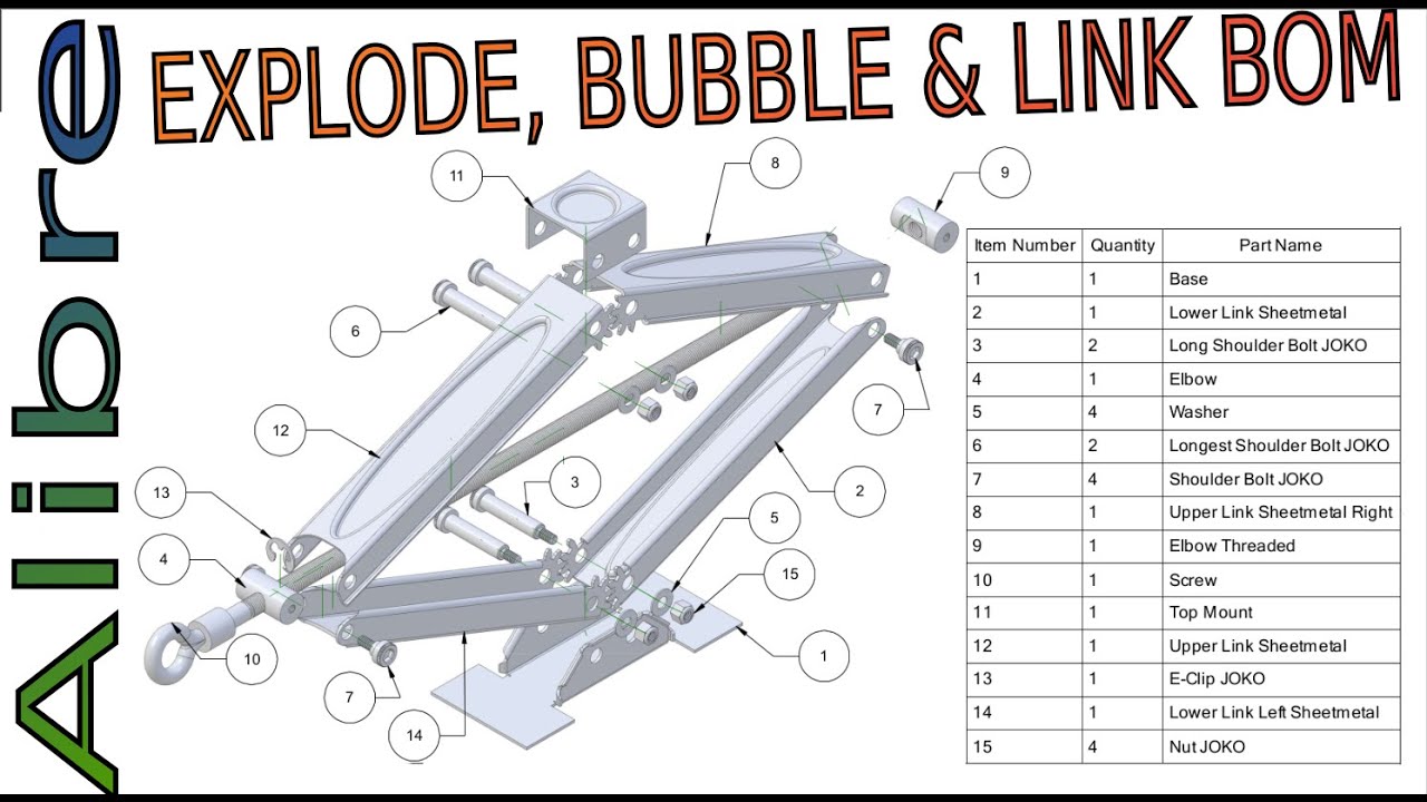Alibre- Create Exploded Assembly and Bubbled Drawing with Linked BOM ...