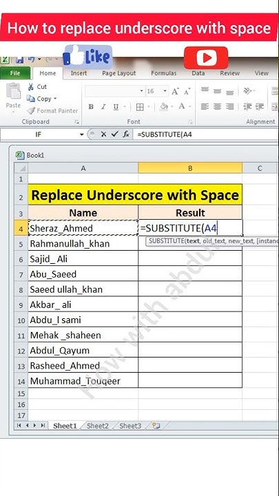 How to replace underscore with space. #shorts #youtubeshorts #exceltricks #exceltutorial - YouTube