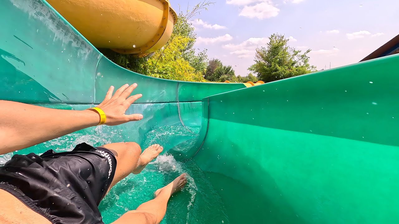 🌿 Green Adventure Water Slide 🔫 at Aquaréna Mogyoród 🇭🇺 - YouTube