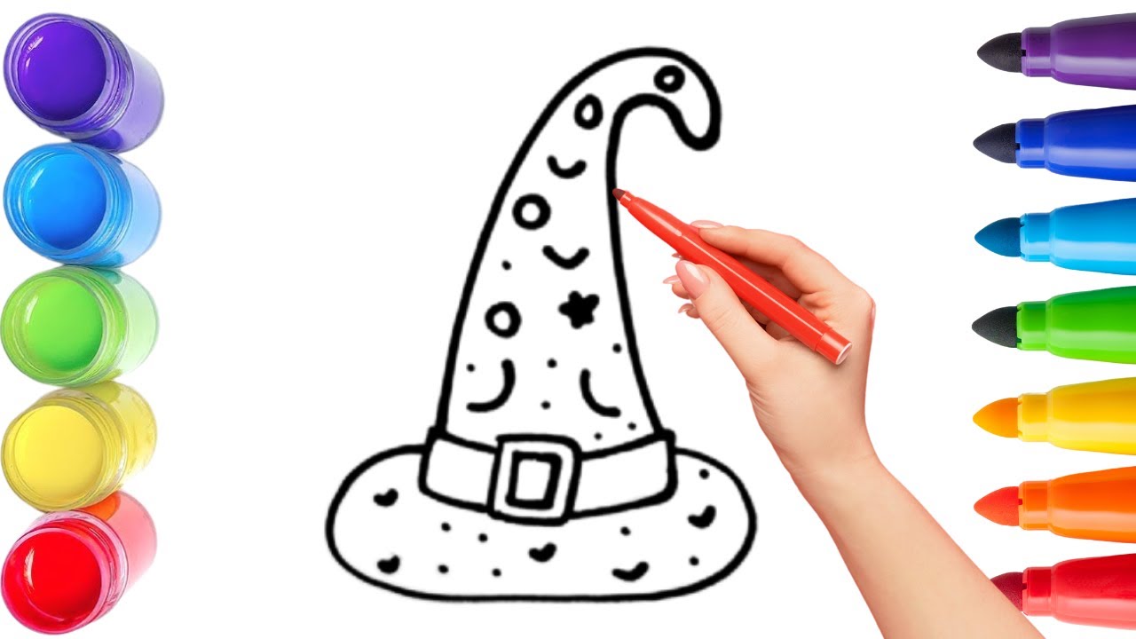 How To Draw cute hat Drawing, Painting & Coloring For Kids and Toddlers ...