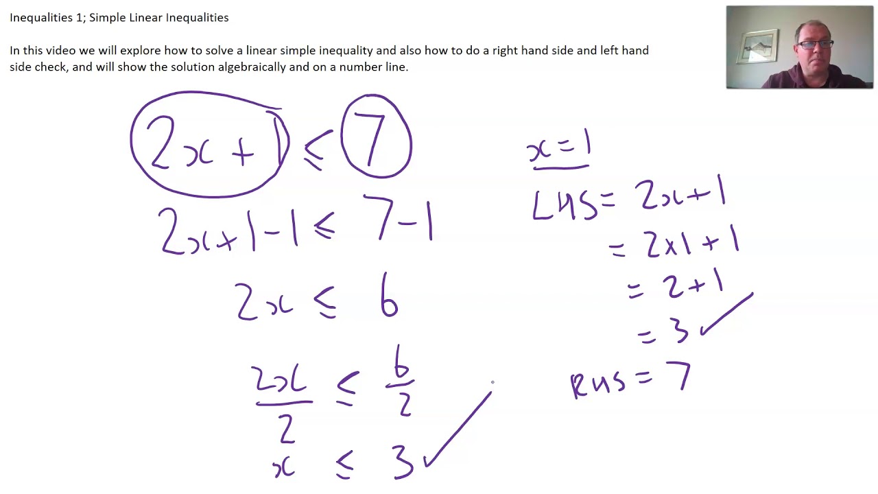 Inequalities 1; Simple Linear Inequalities - YouTube