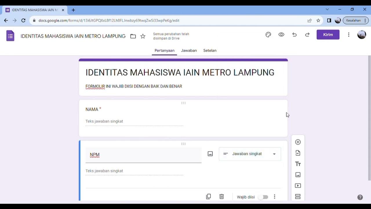 Tutorial membuat google form menggunakan google chrome - YouTube