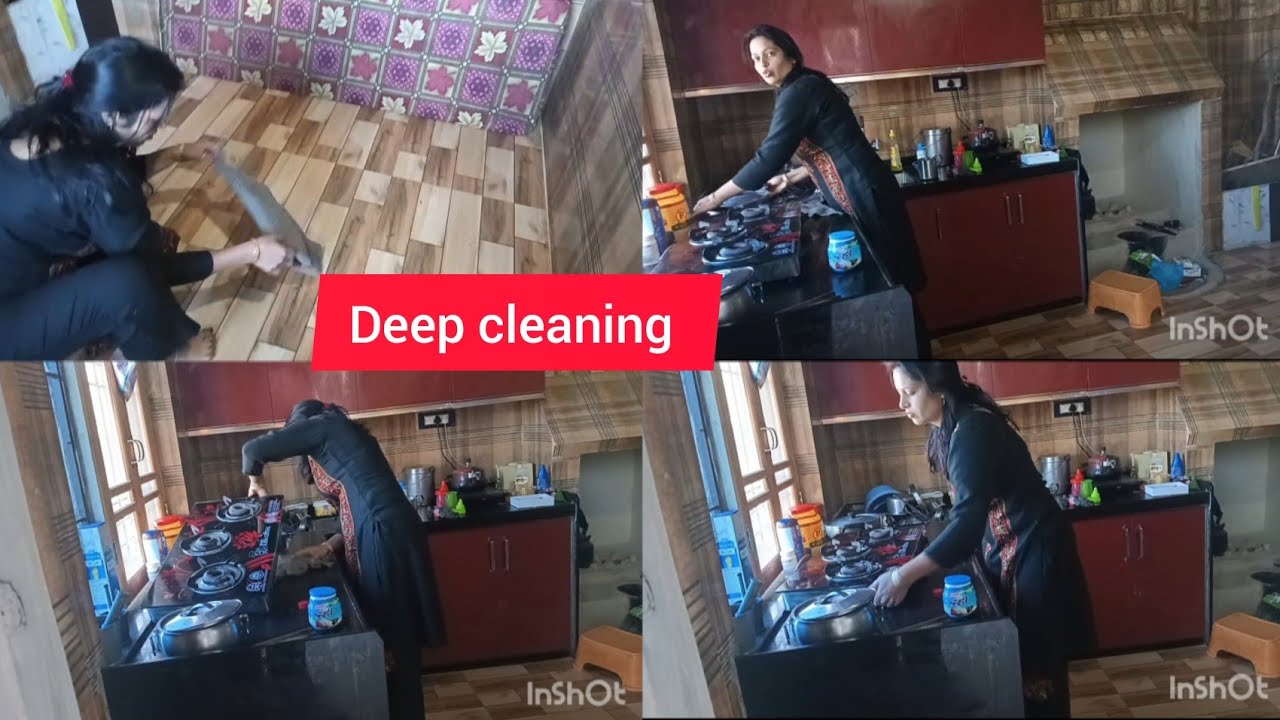 Aaj mayeke main ja kr ki kitchen ki Deep cleaning 🧹..sb milker ek ek kaam kre to kaam jldi ho ...