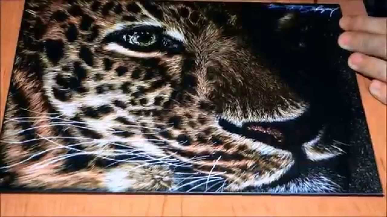 Leopard Scratchboard Speed Drawing - YouTube