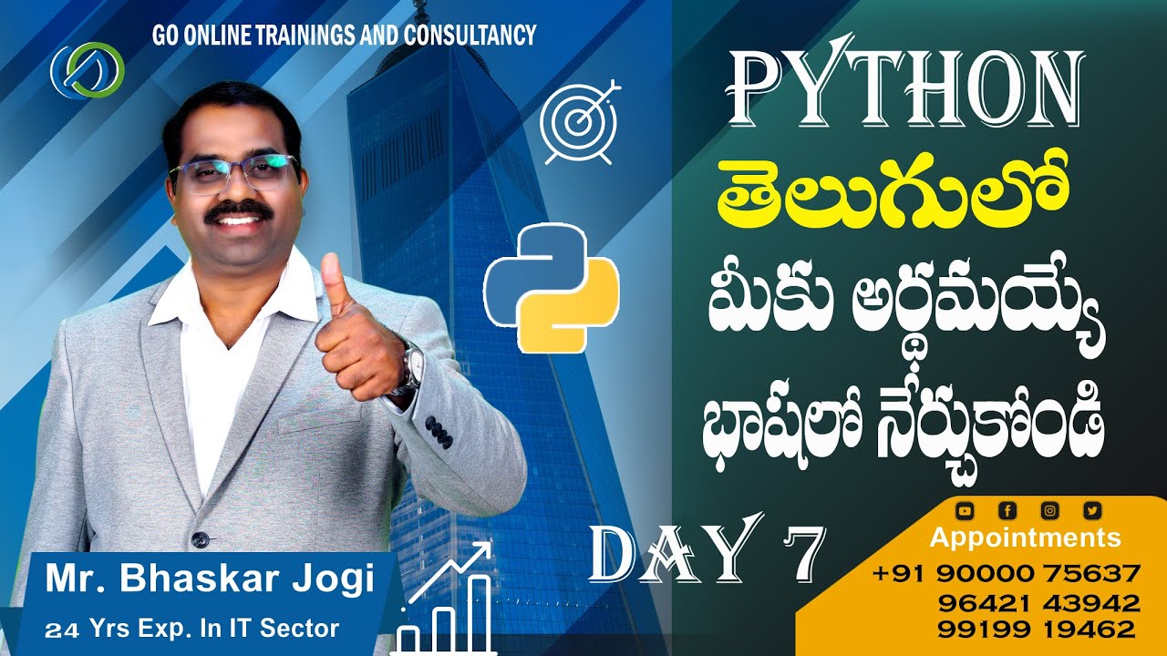 Python Telugu Conditional Statements Bhaskar Jogi Go Online Trainings 90000 75637 Youtube