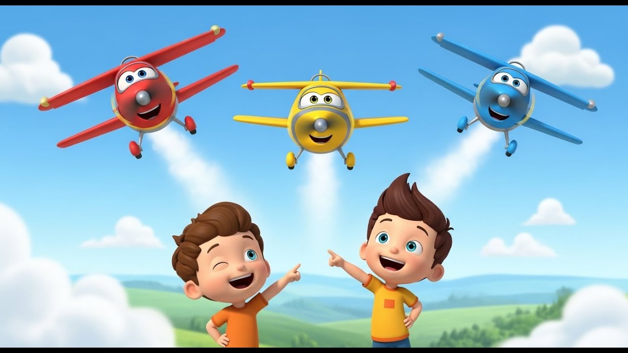 Three Little Planes Fly Fly Fly | Airplane Song & Sky Adventure for ...