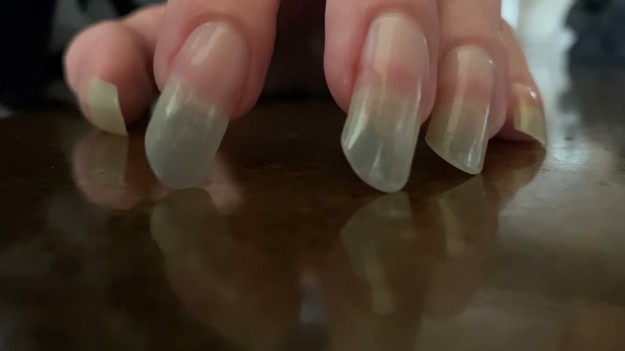 Long Natural Fingernails Tapping in Boredom on Granite Countertop - YouTube