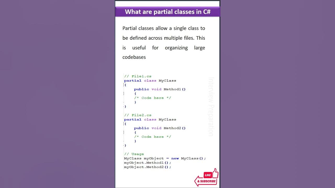Partial Class in C# #shorts #interview #csharpinterview - YouTube