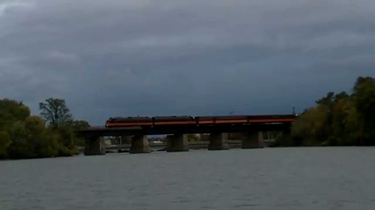 SLRG 515 leads the Varsity over the Rock River in Janesville, WI - YouTube