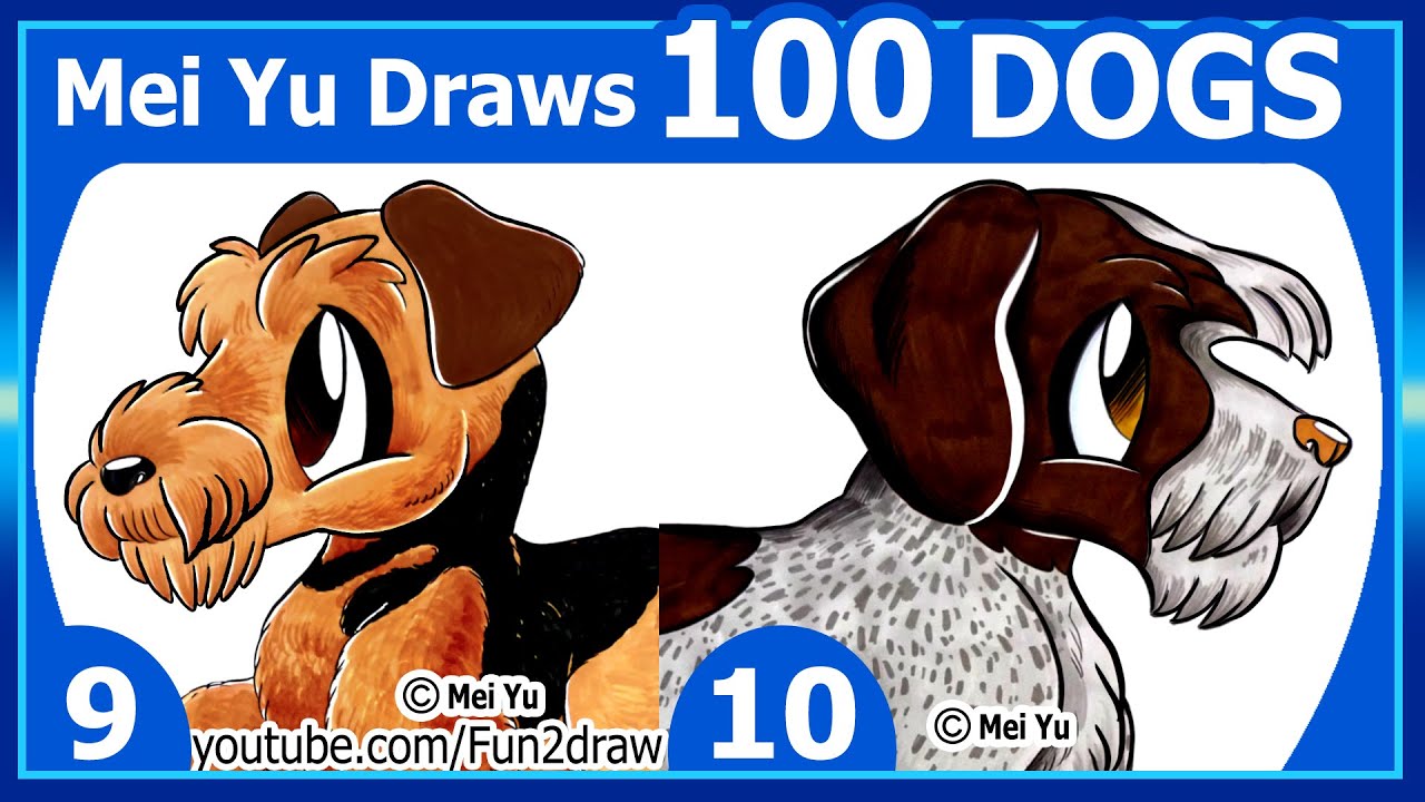Drawing CHALLENGE - Mei Yu Draws 100 Dogs - #9 + #10 (Fun2draw Art ...