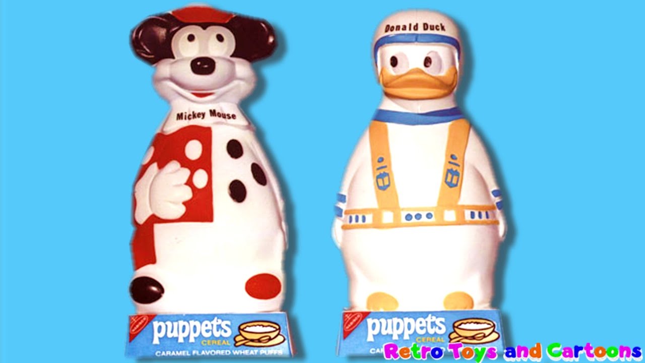 Mickey Mouse Donald Duck Puppet Cereal Caramel Puffs Commercial Retro ...