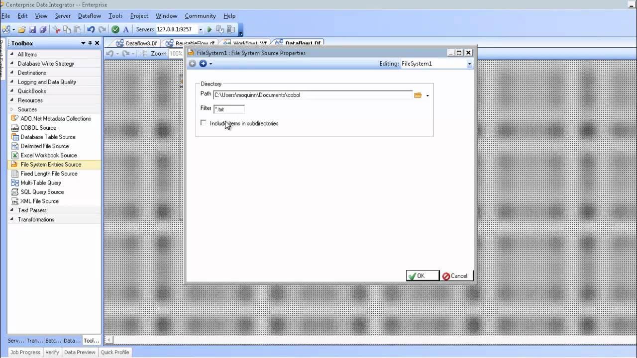 File System Entries Source in Centerprise Data Integrator - YouTube