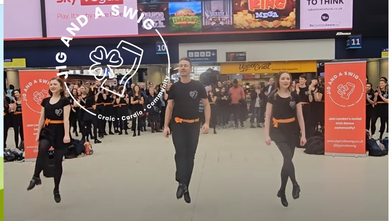 Jig and a Swig Irish tap dance demo at Waterloo Station in London by a ...